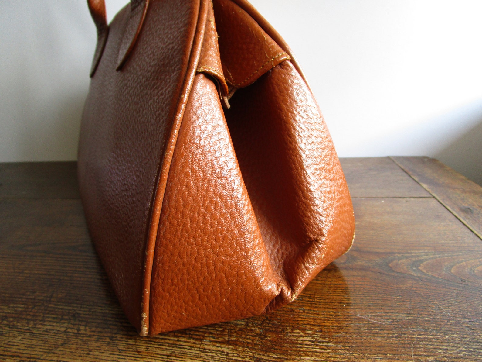 Cool Vintage 1970s 70s Bag Brown Leather Bag Top Handle Bag Boho Bag ...