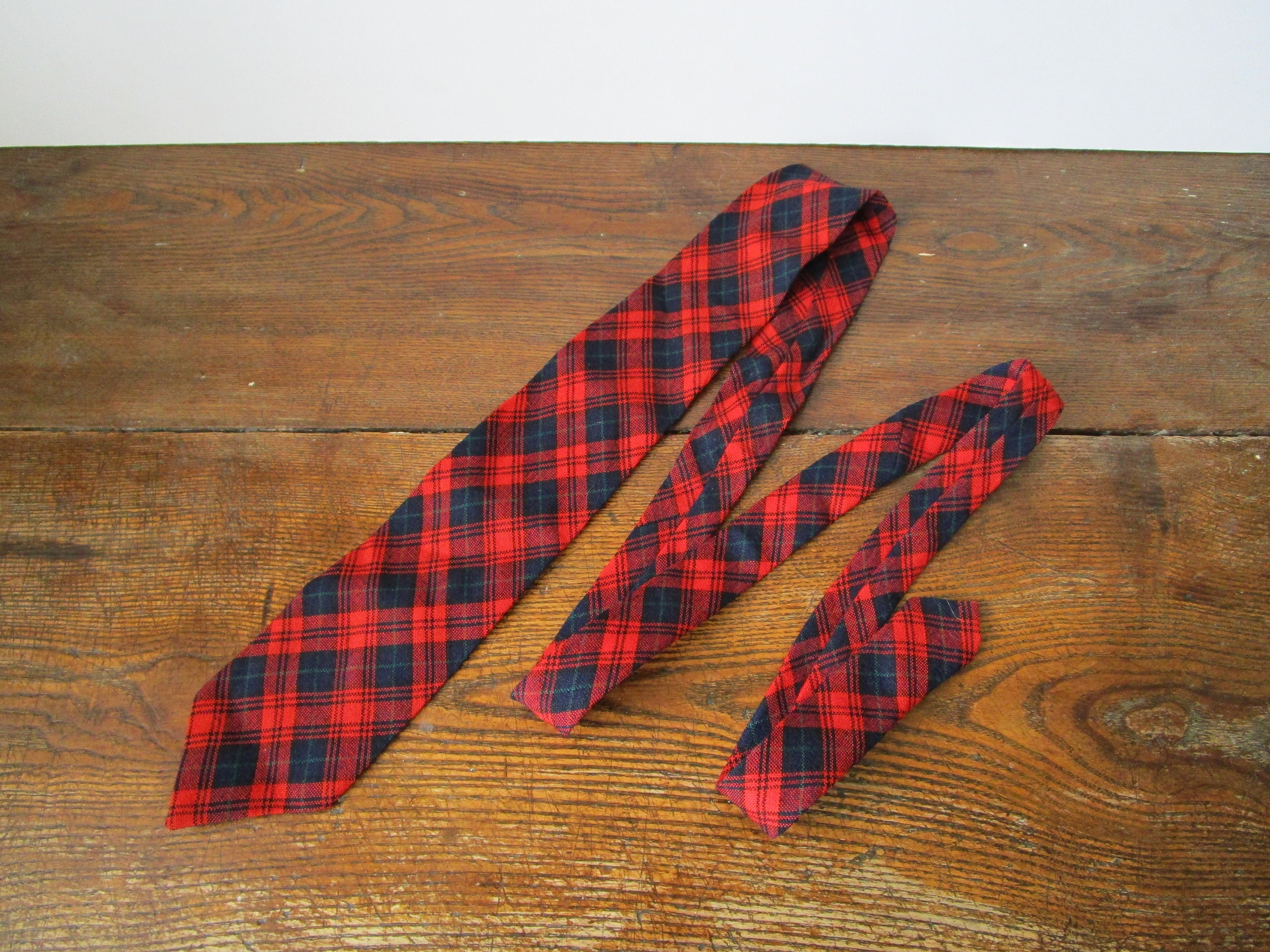 Vintage Wool Necktie . Tartan Necktie . Red Blue Checkered Tie - Etsy UK