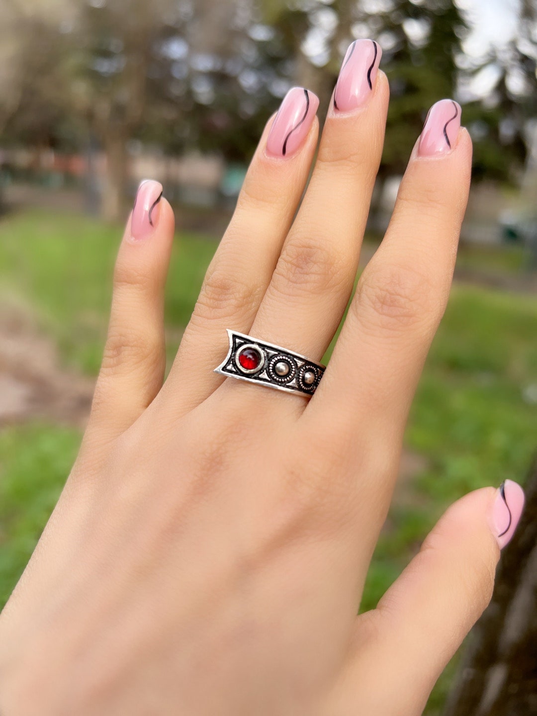 Armenian Rings , 925 Silver Armenian Jewelry , Taraz Ring Red Gem Ring ...