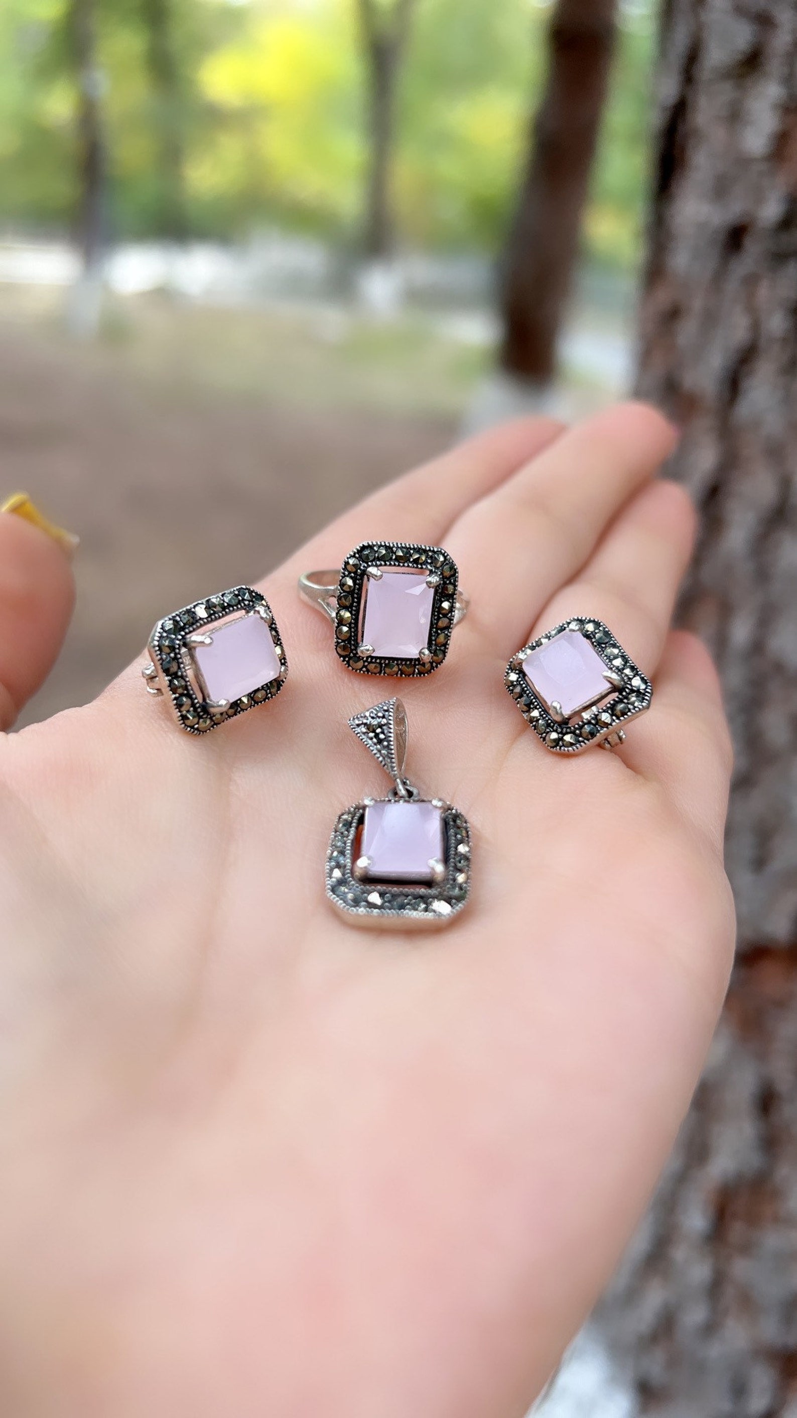 Rose Quartz Marcasite Ring: Sterling Silver 925 Armenian Jewelry - Etsy