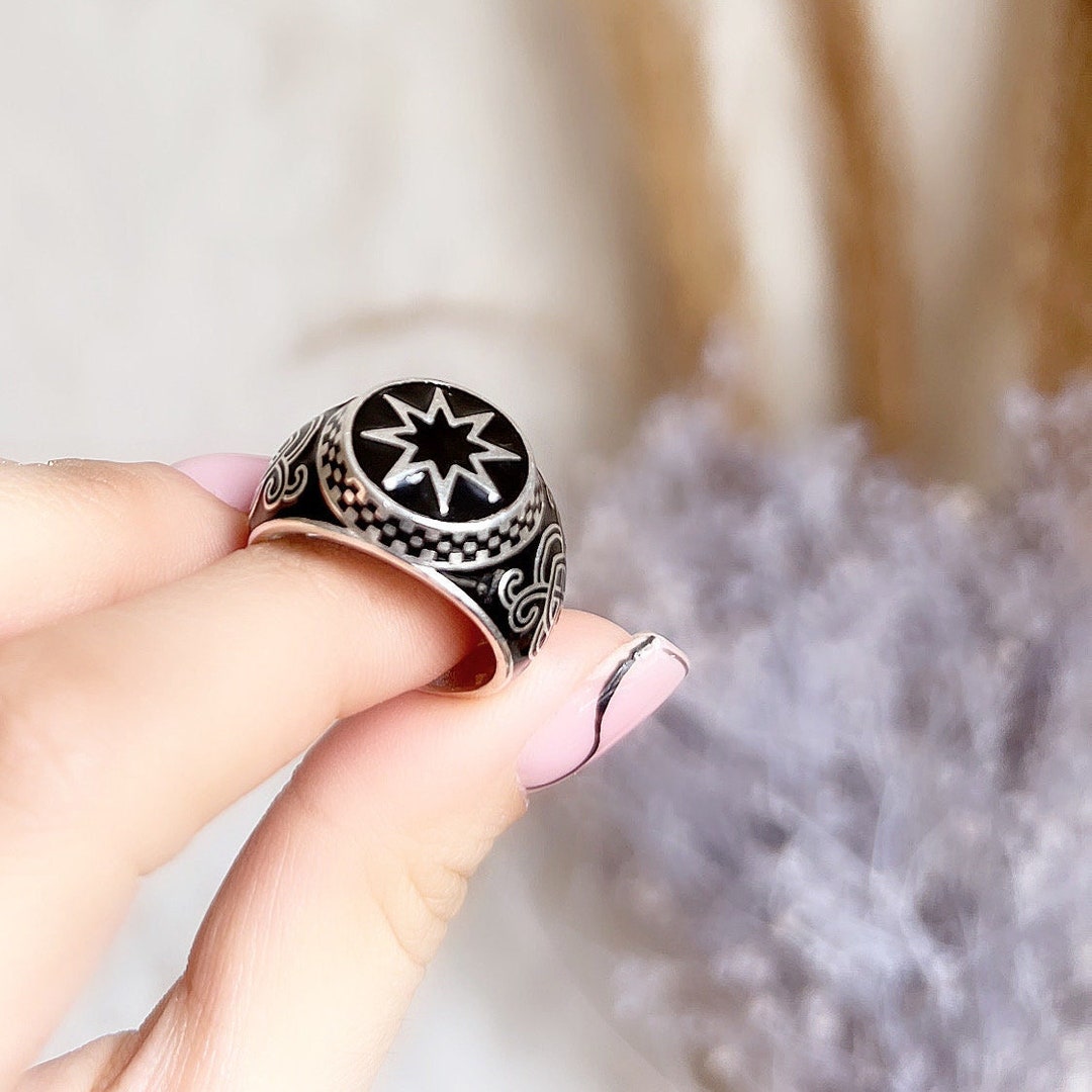 Sterling Silver 925 Armenian Ring , Mens Ring , Large Black Silver Ring ...