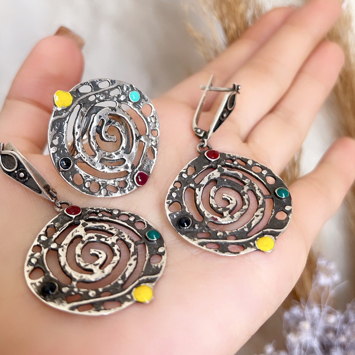Extra Large Round Jewellery Set STERLING SILVER 925 solar System ...