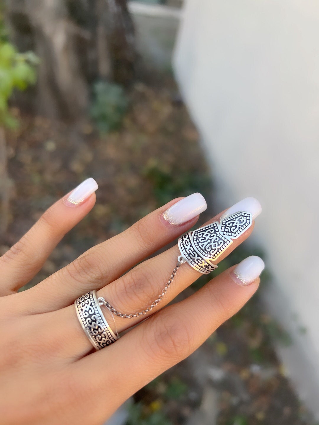 Full Finger Double Rings Sterling Silver 925 , Sterling Silver 925 ...