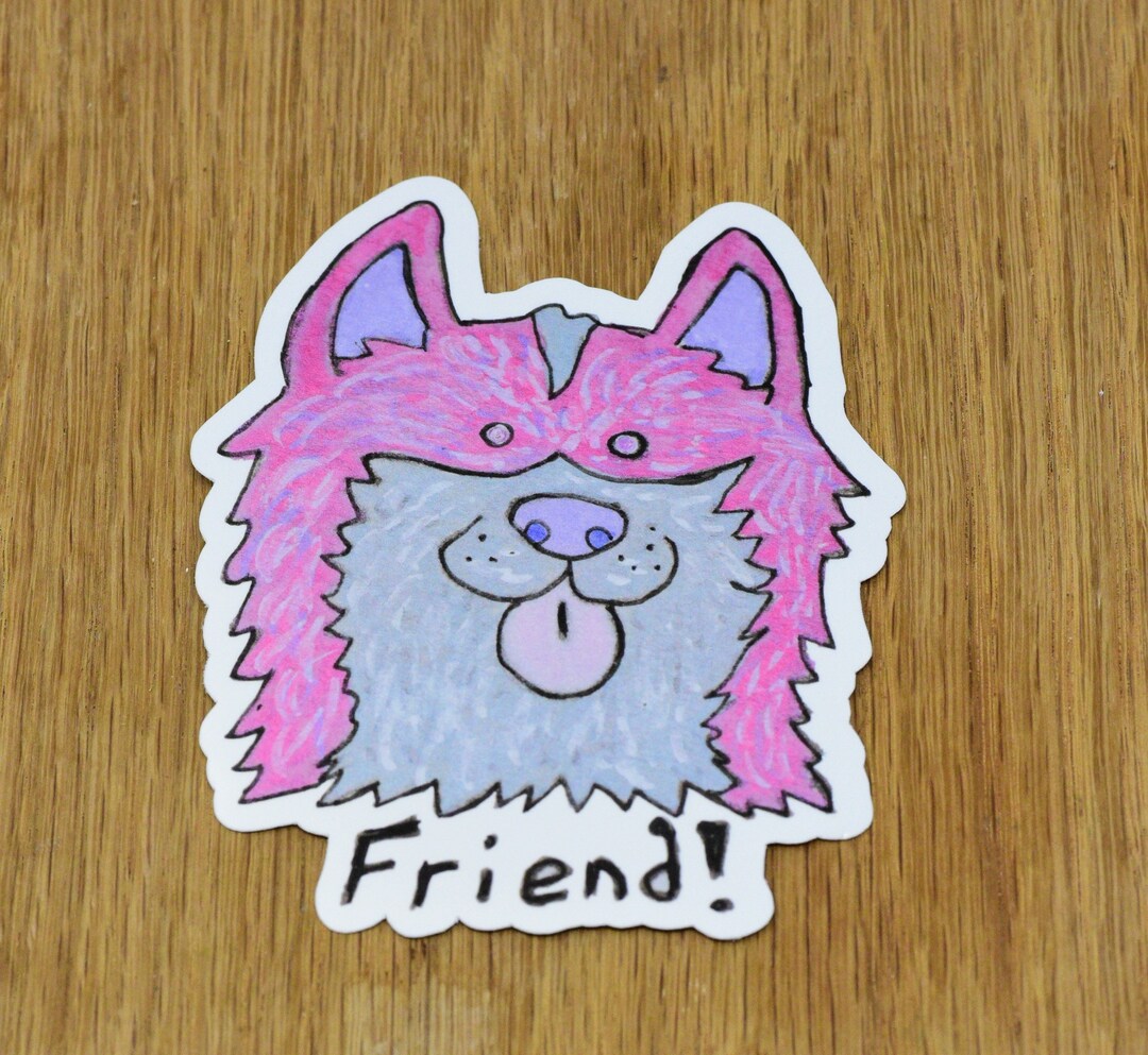 Magenta and Grey Doofus Corgi Dog Vinyl Sticker, Animal Sticker, Pet ...