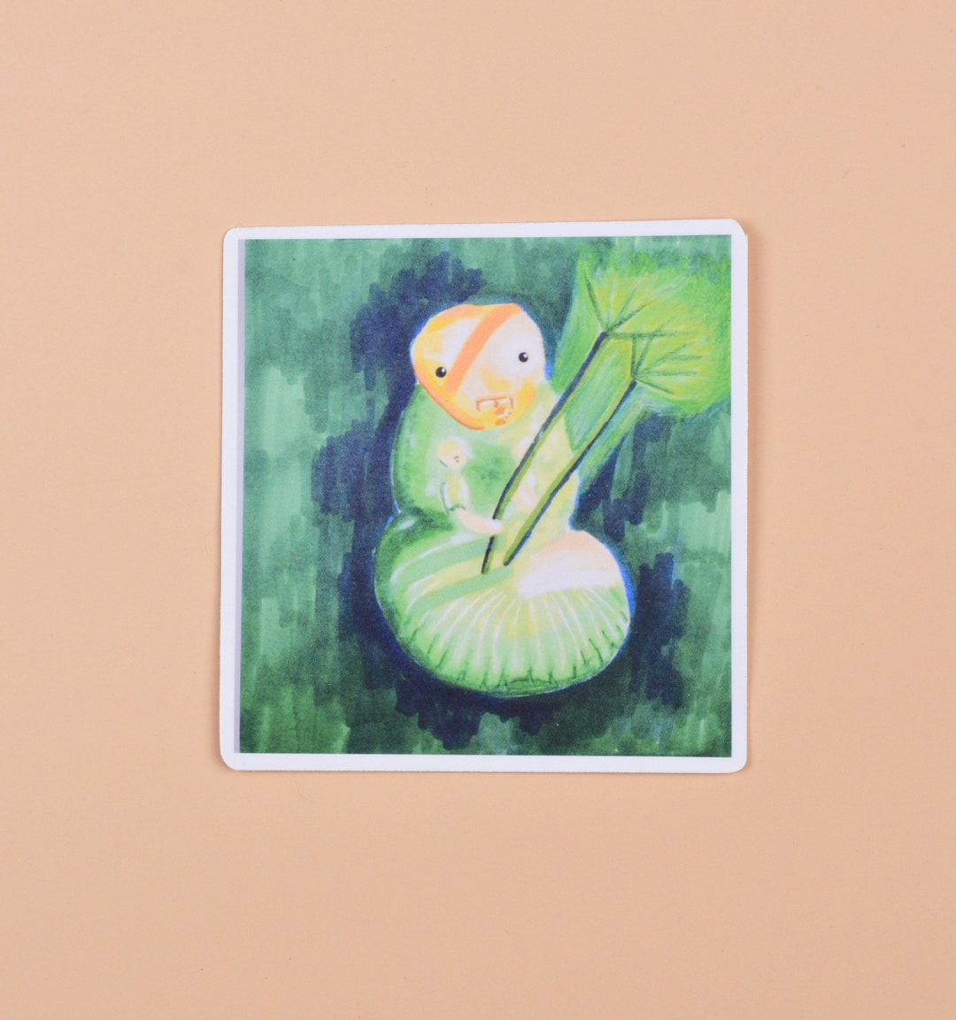 Green Caterpillar Vinyl Sticker, Pretty Floral Laptop Decal, Spring ...