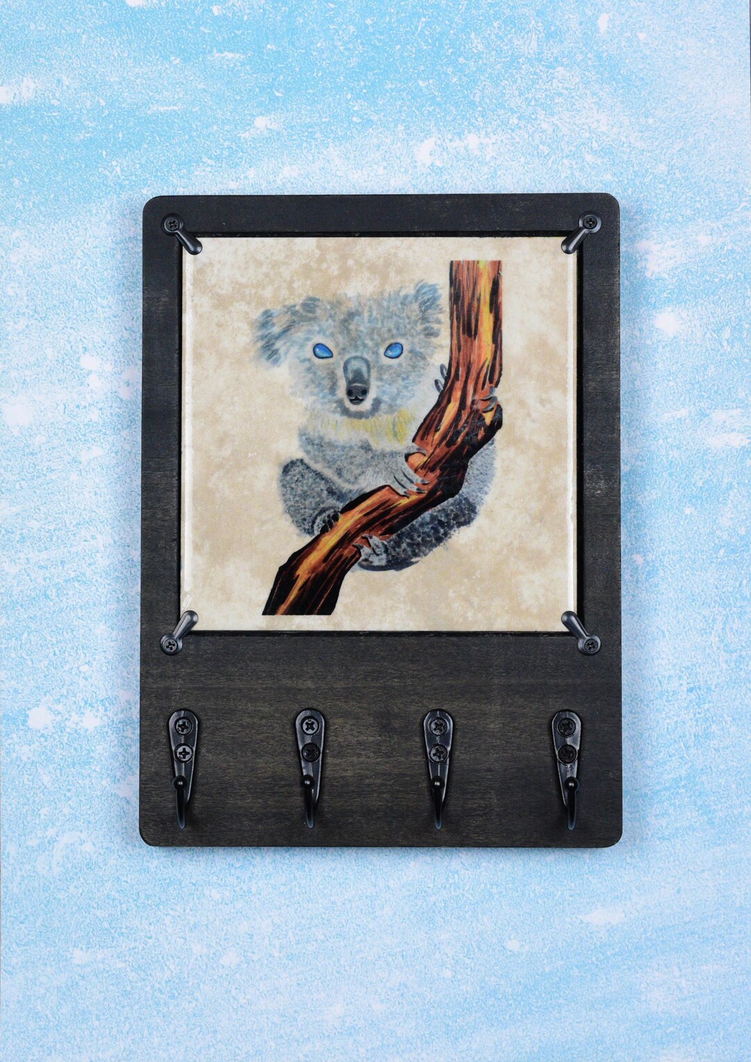 Eager Koala Bear Wooden Key Rack Holder for Wall With Changeable ...