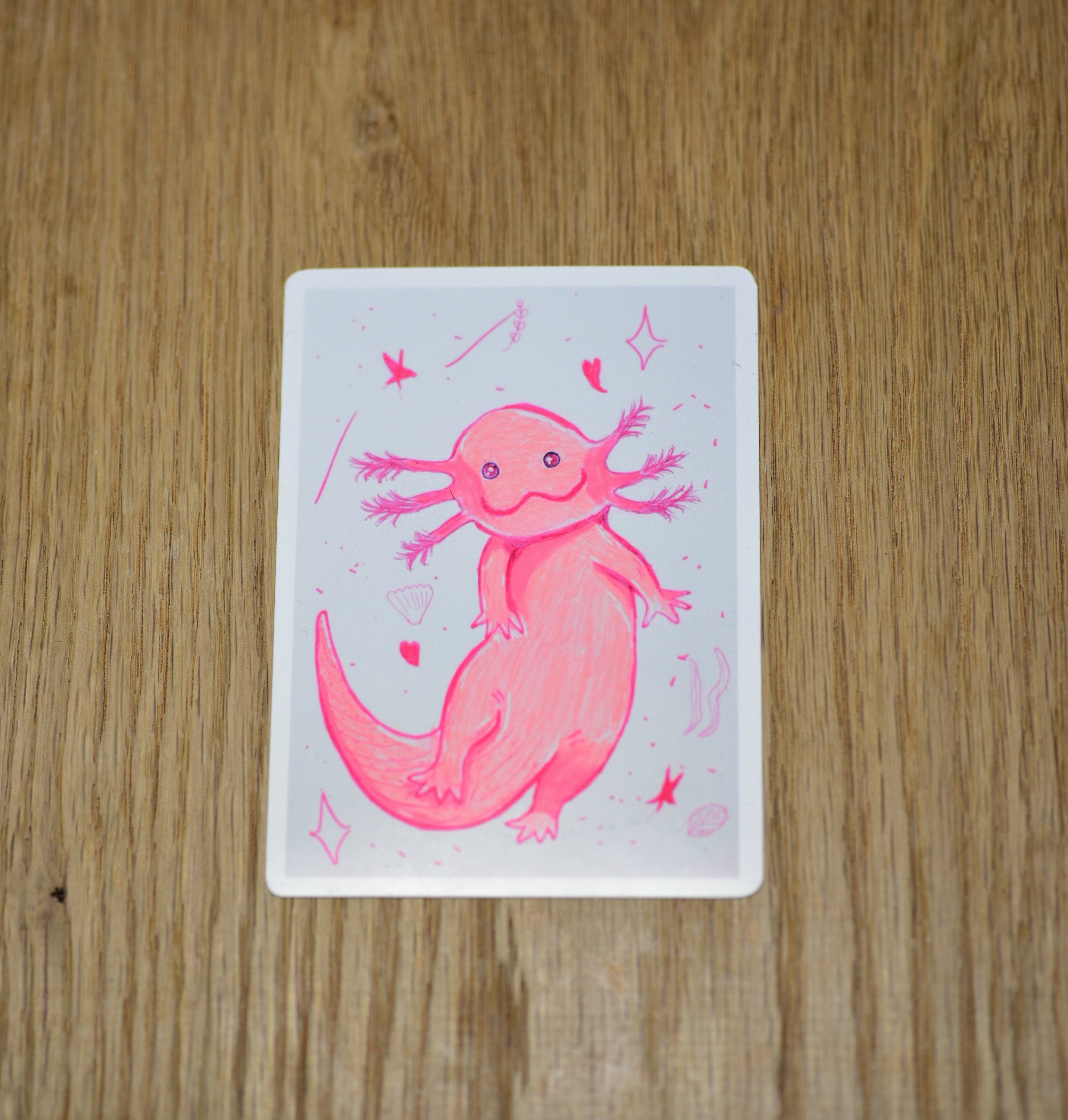 Joyful chibi pink axolotl vinyl sticker | Etsy