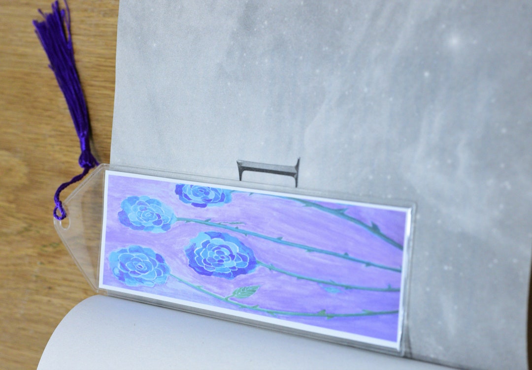 Blue Hydrangea Flowers Watercolor Bookmark, Original Artwork Page ...