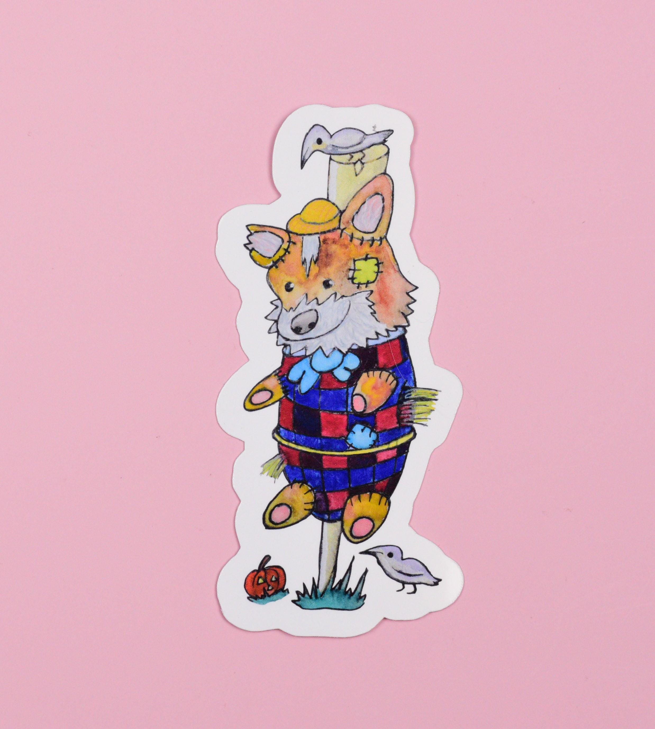 Scare Corgi Vinyl Sticker, Animal Pet Dog Laptop Decal, Scarecrow Farm ...