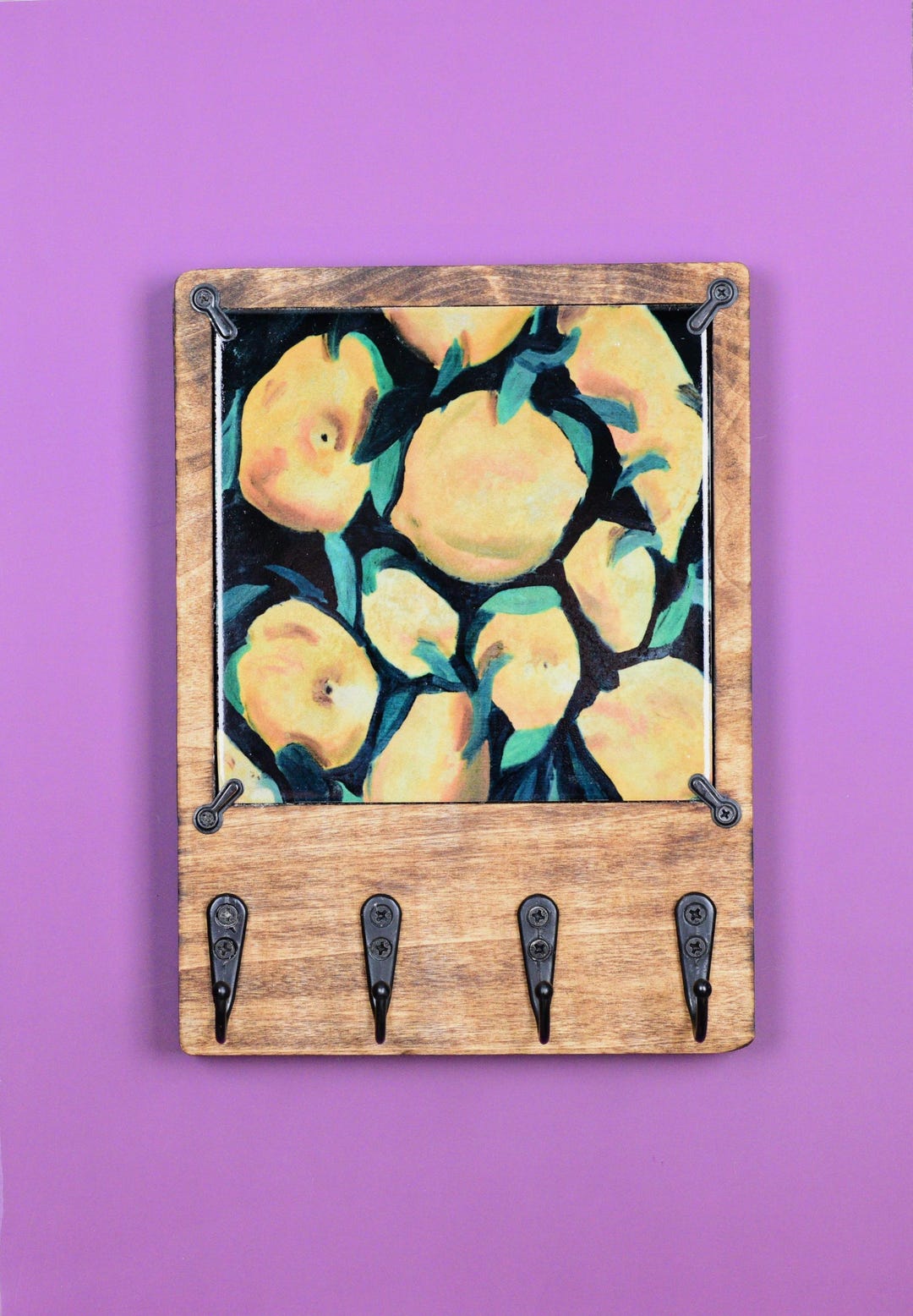 Lavish Lemon Tree Wooden Key Rack Holder for Wall With Changeable ...