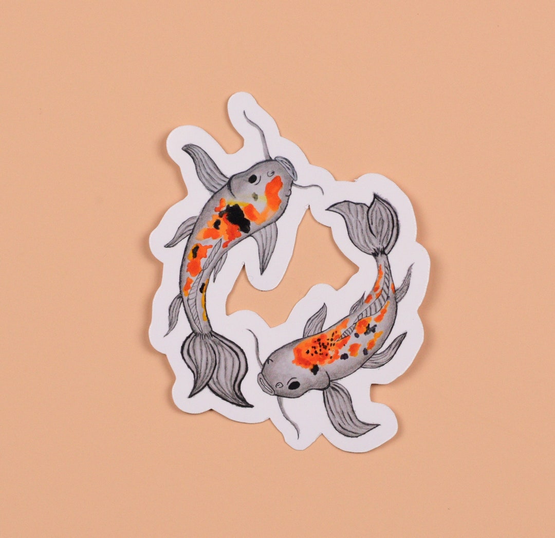 Tranquil Koi Fish Vinyl Sticker, Animal Pet Aquatic Laptop Label ...