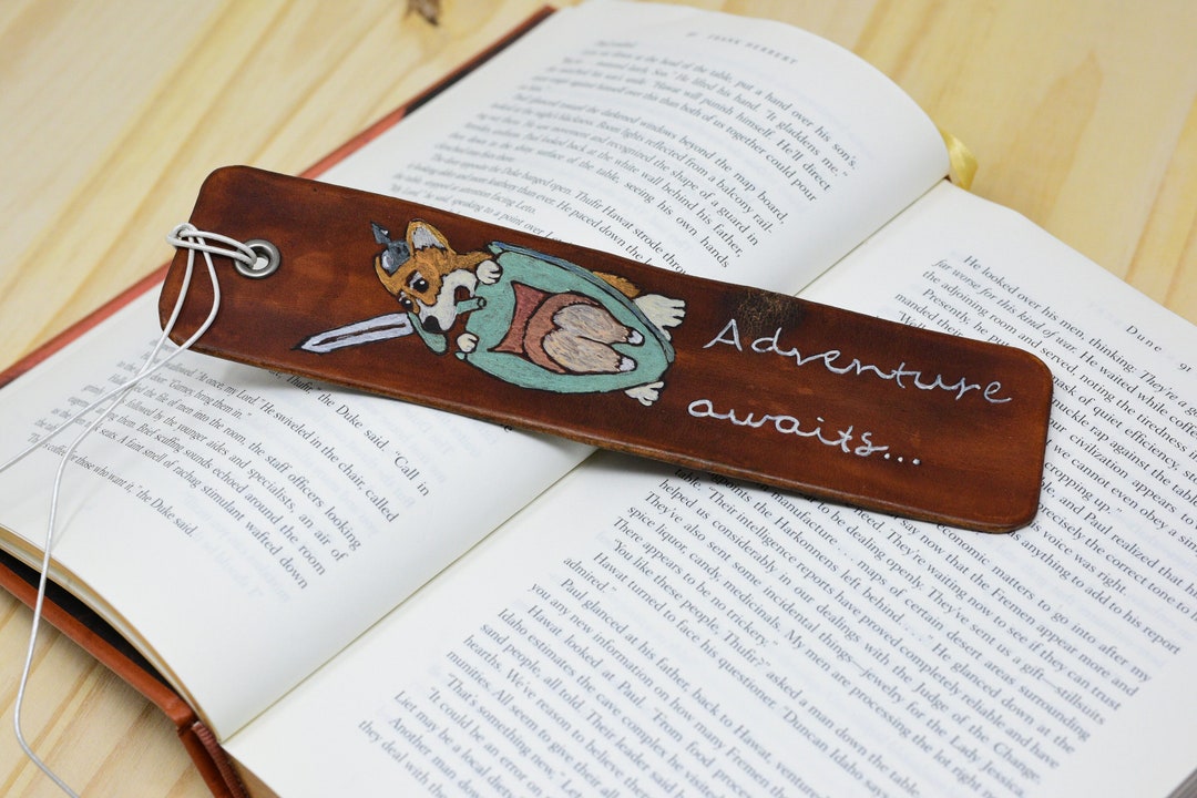 Leather Corgi Bookmark, DND RPG Fantasy Page Holder, Cute Dog Animal ...
