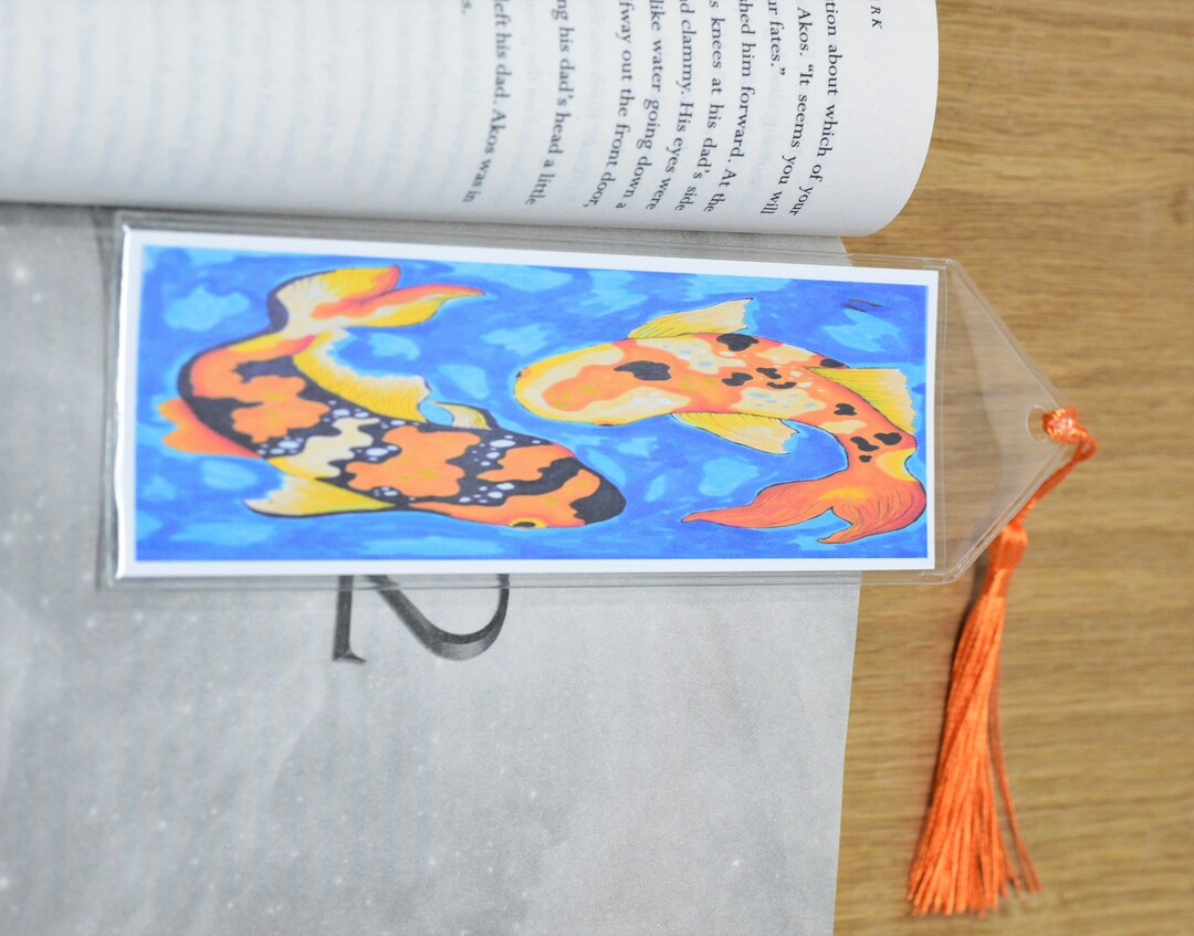 Vibrant Koi Fish Bookmark, Original Artwork Page Holder With Tassel - Etsy