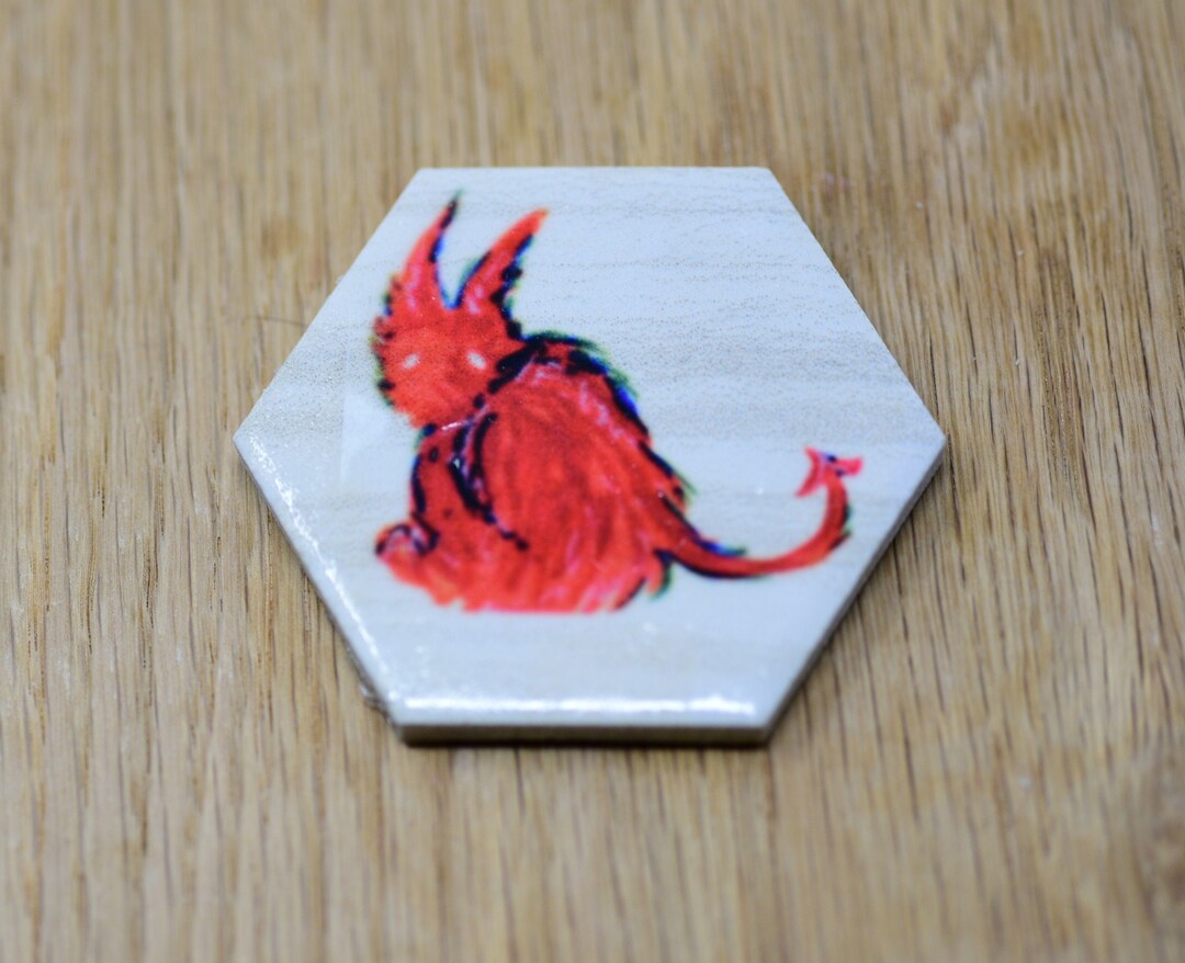 Fuzzy Red Demon Hexagon Ceramic Tile Magnet - Etsy