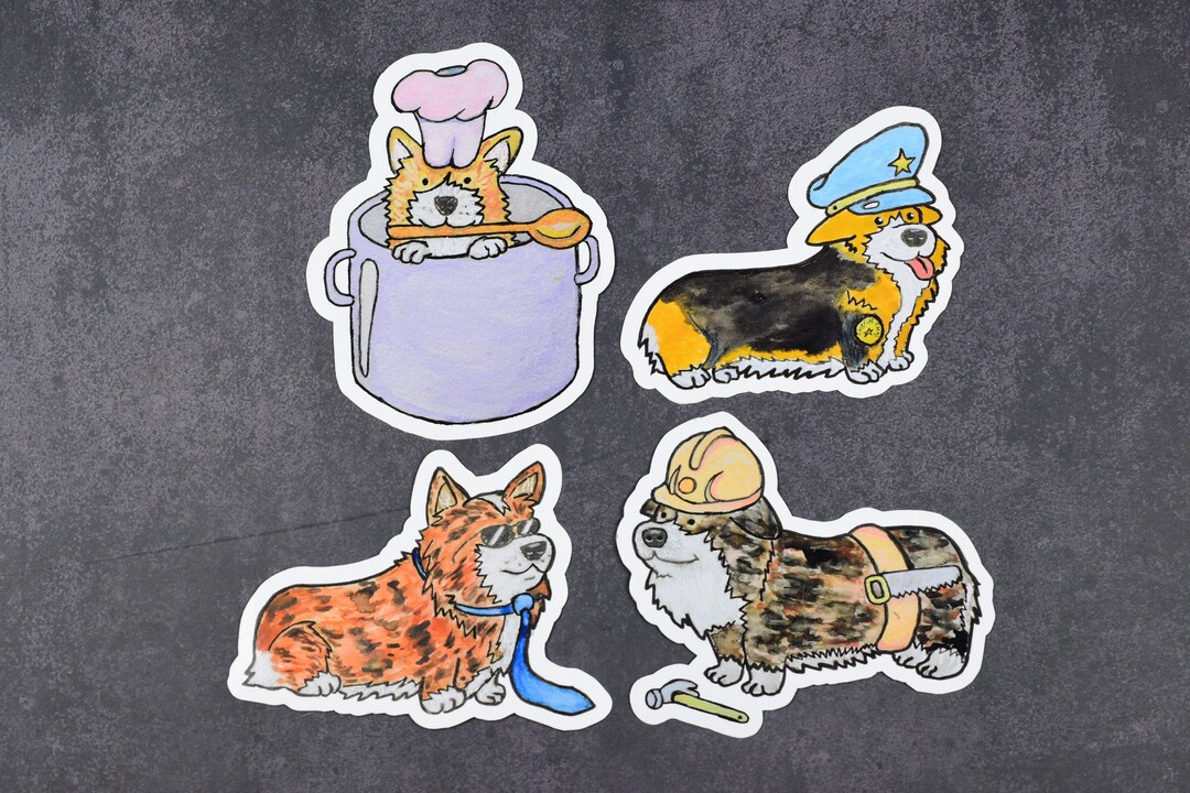 Career Corgi Dog Sticker Pack, Animal Pet Friend Laptop Decal, Pembroke ...