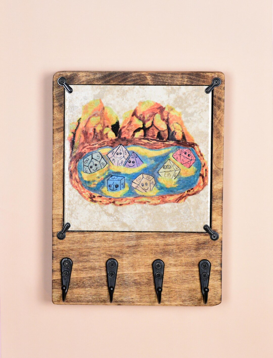 Dice in a Hot Spring DND RPG Wooden Key Rack Holder With Changeable ...