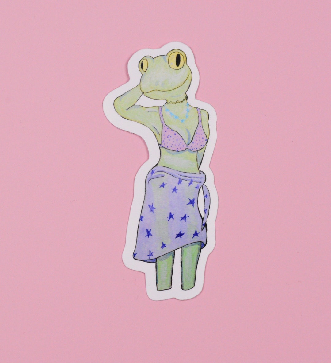 Summer Bikini Frog Girl Vinyl Sticker, Amphibian Froggy Laptop Decal ...