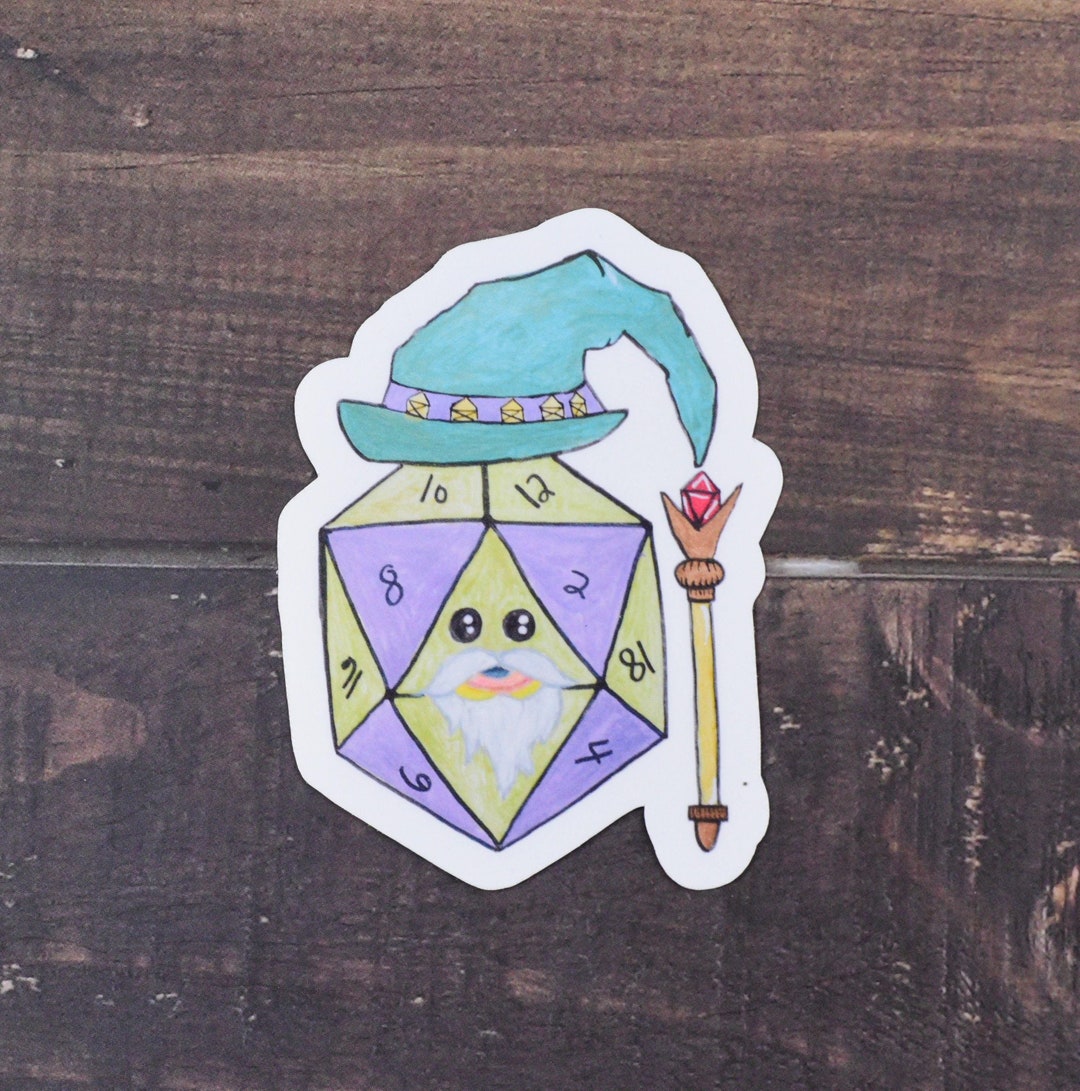 Dice D20 Mage Wizard Vinyl Sticker, Magic RPG Roleplay Laptop Decal ...