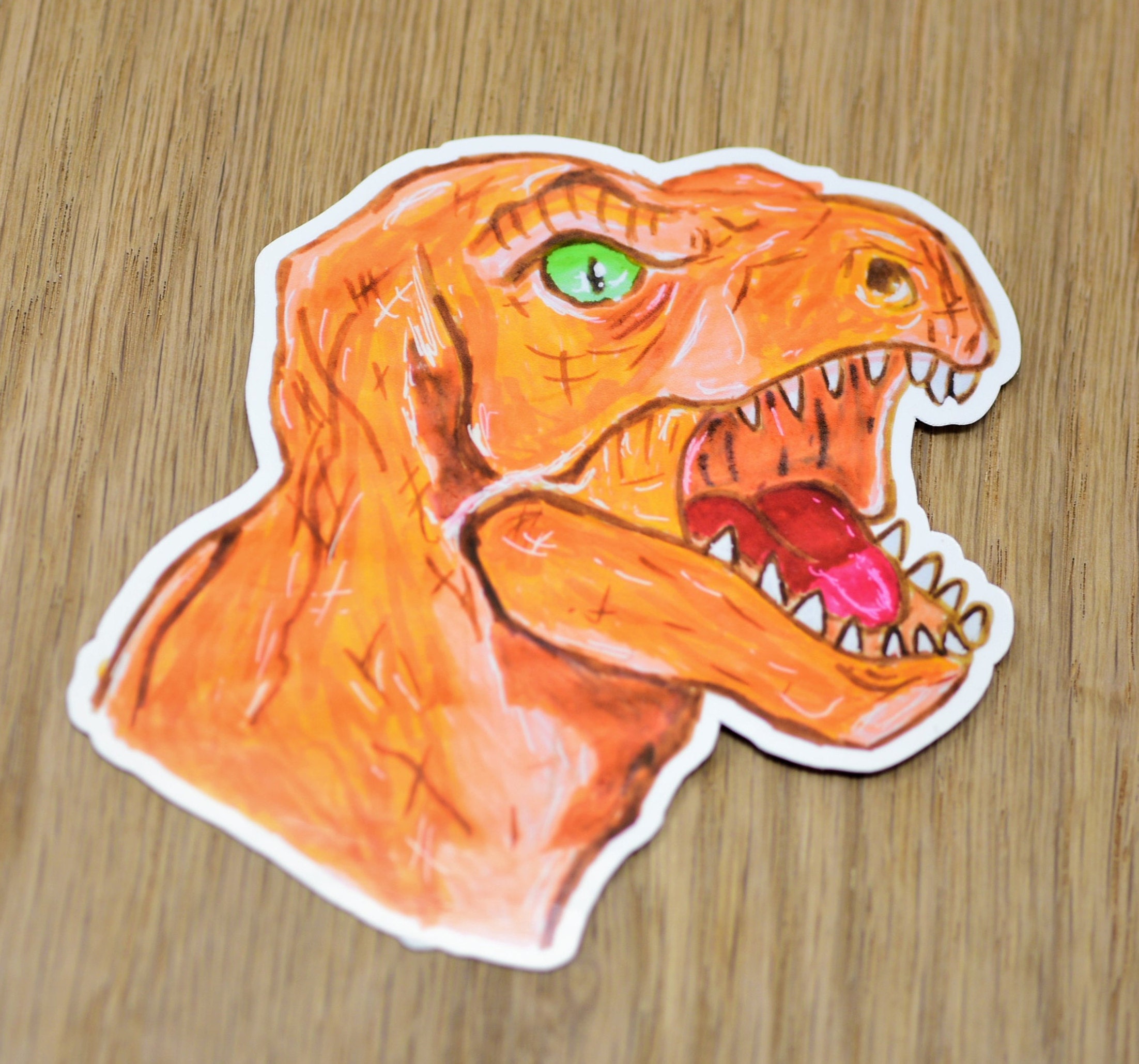 Ferocious Orange T-rex Dinosaur Vinyl Sticker | Etsy