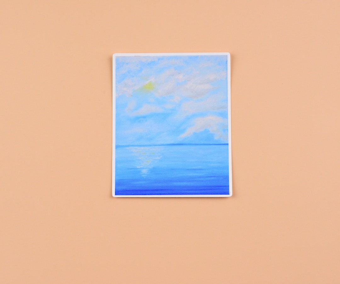 Ocean Landscape Vinyl Sticker, Cloudy Day on the Water Sticker, Summer ...