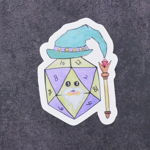 Dice D20 Mage Wizard Vinyl Sticker, Magic RPG Roleplay Laptop Decal ...