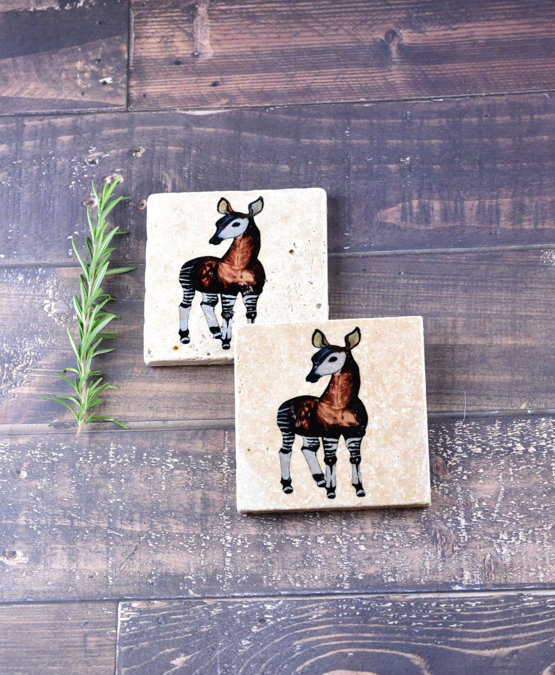 Sweet Okapi Animal Stone Coaster, Natural Drink Holder, Home Décor ...