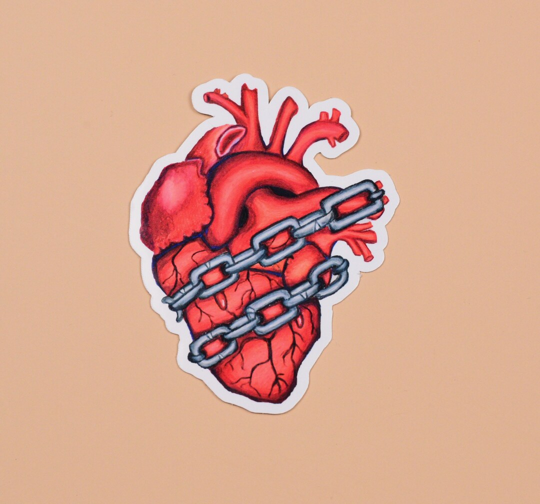 Chained Heart, Passion Romance Journal Notebook Glossy Vinyl Sticker ...