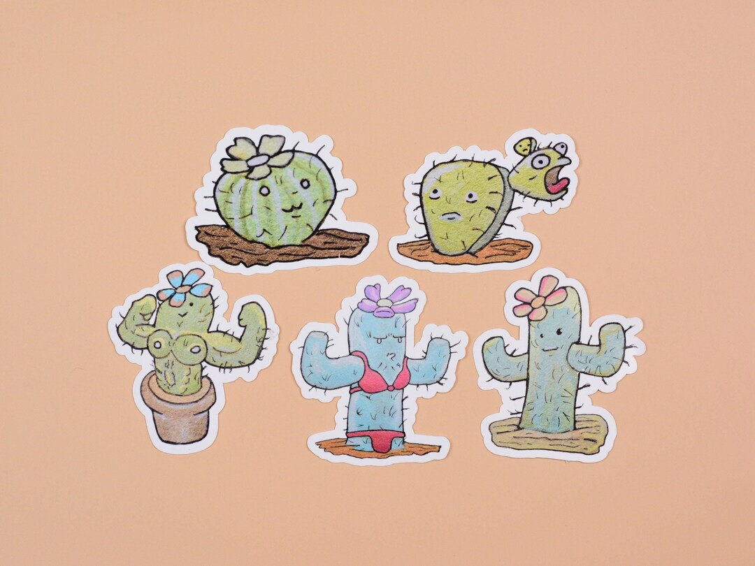 Cactus Friends Vinyl Sticker Pack, Plant Desert Laptop Decal, Cute ...