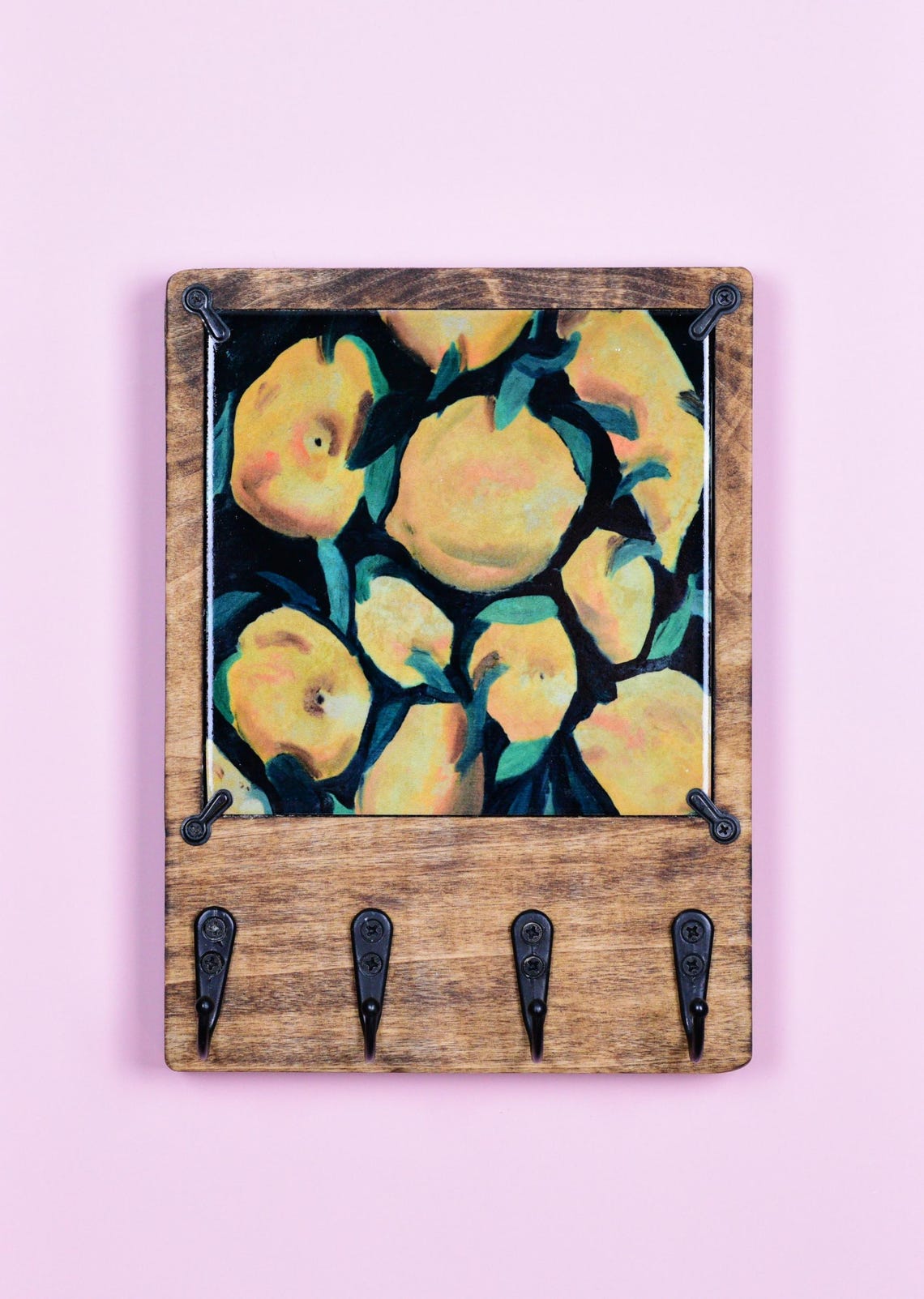 Lavish Lemon Tree Wooden Key Rack Holder for Wall With Changeable ...