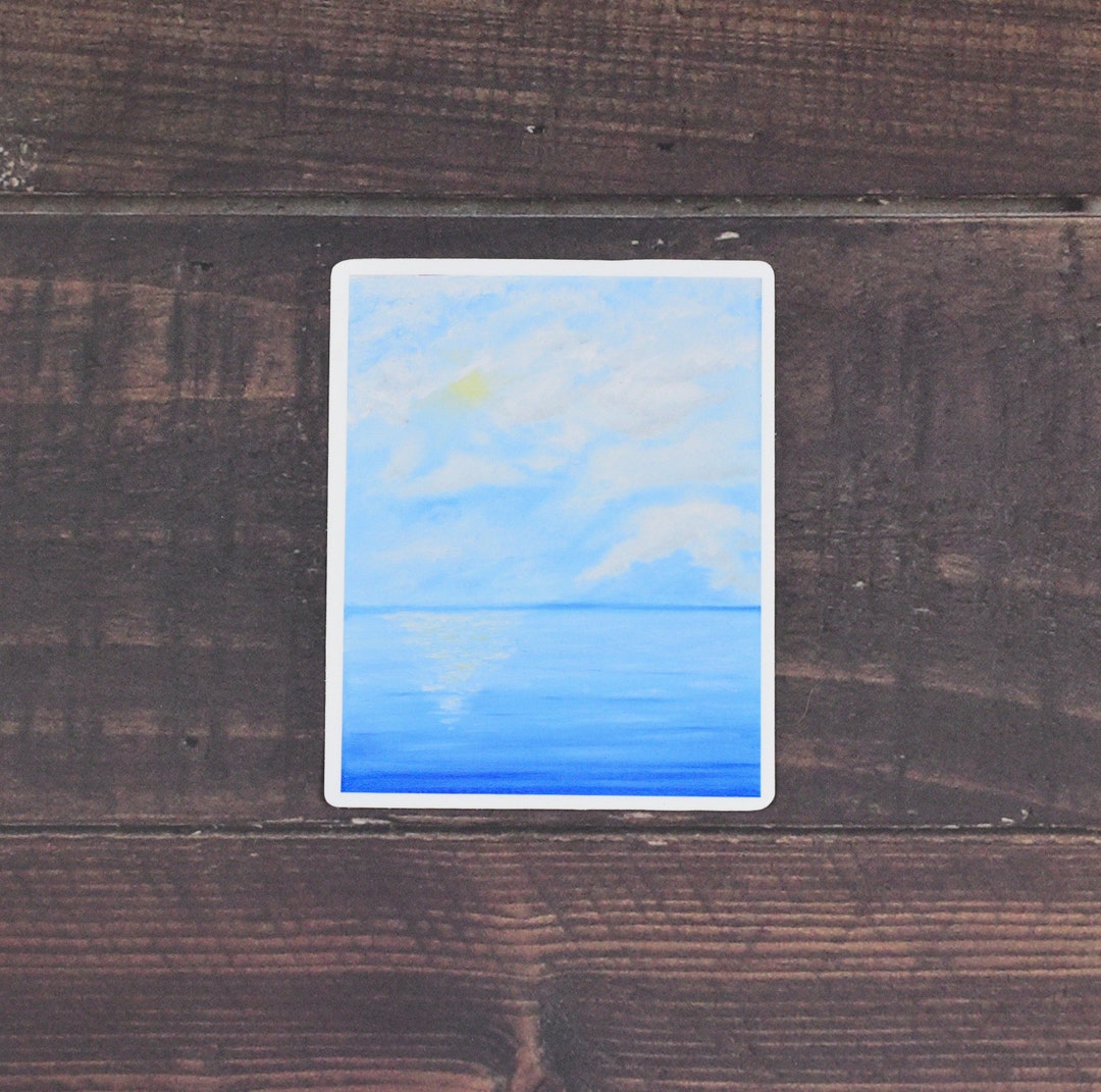 Ocean Landscape Vinyl Sticker, Cloudy Day on the Water Sticker, Summer ...