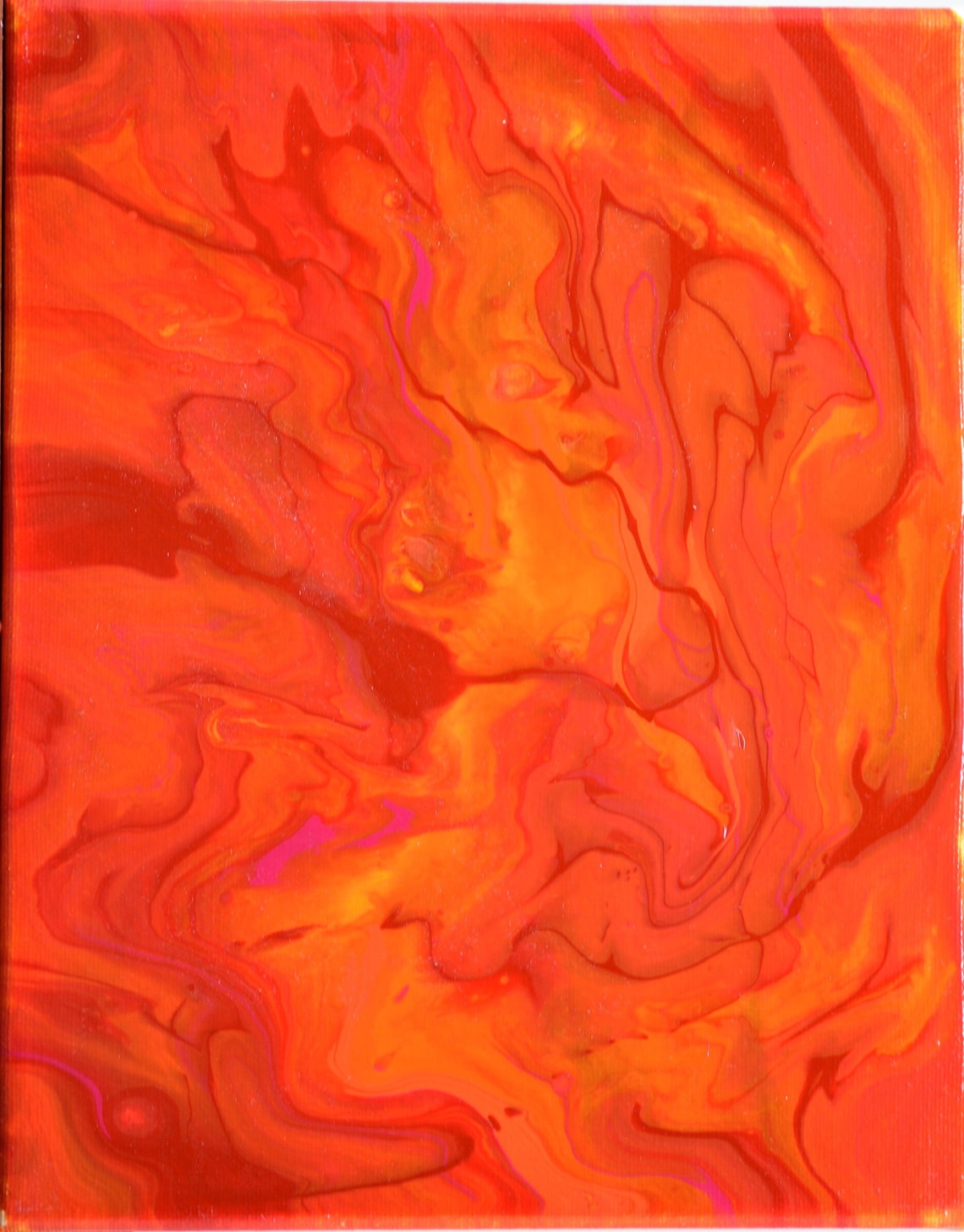 Abstract Red Acrylic Paint Pour on Canvas Painting - Etsy