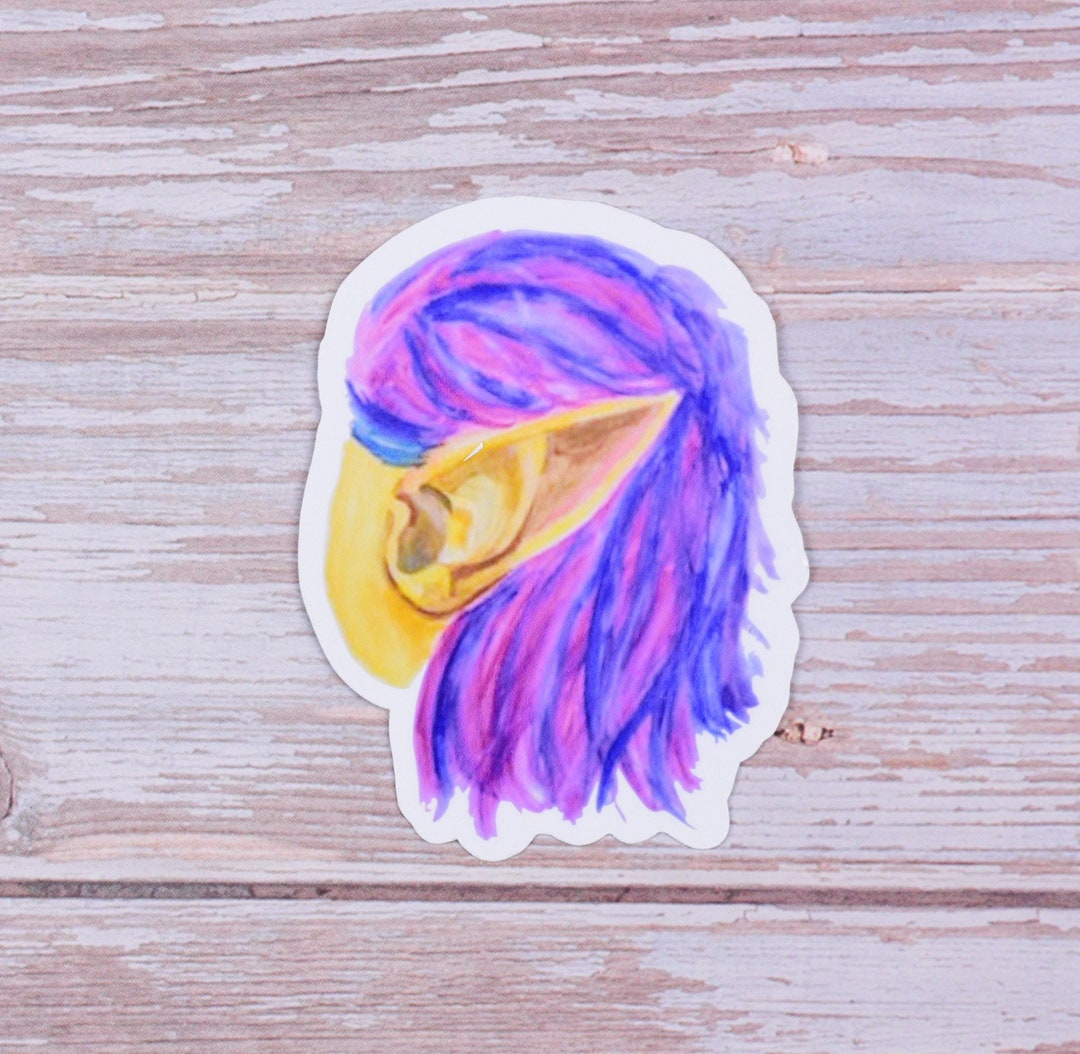 Fae Elf Ear With Blue and Purple Hair Woman Vinyl Sticker, Fairy Magic ...