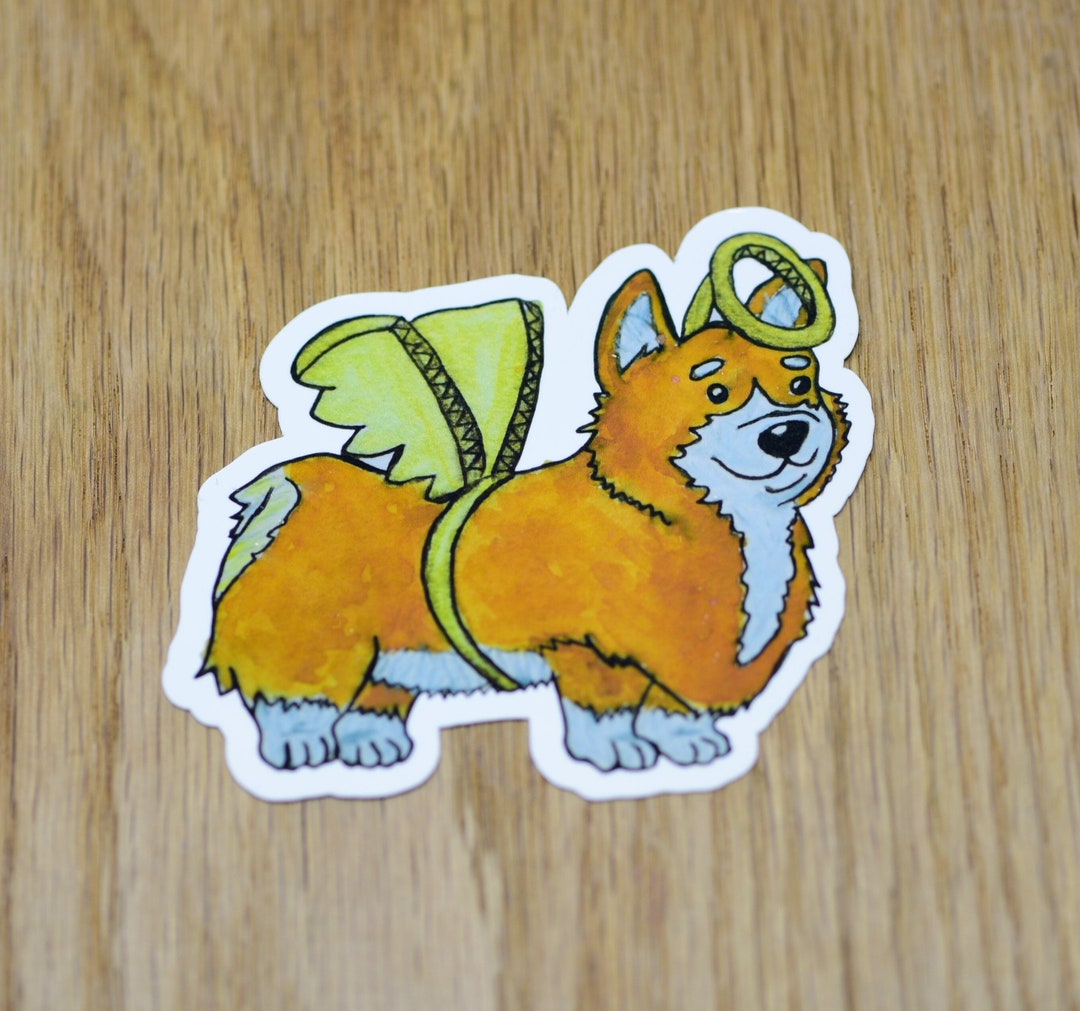 Angel Corgi Dog Vinyl Sticker, Animal Sticker, Pet Sticker, Dog Sticker ...