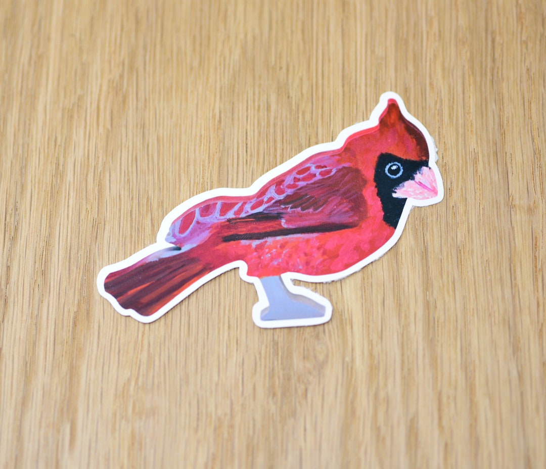 Red Cardinal Bird Vinyl Sticker - Etsy