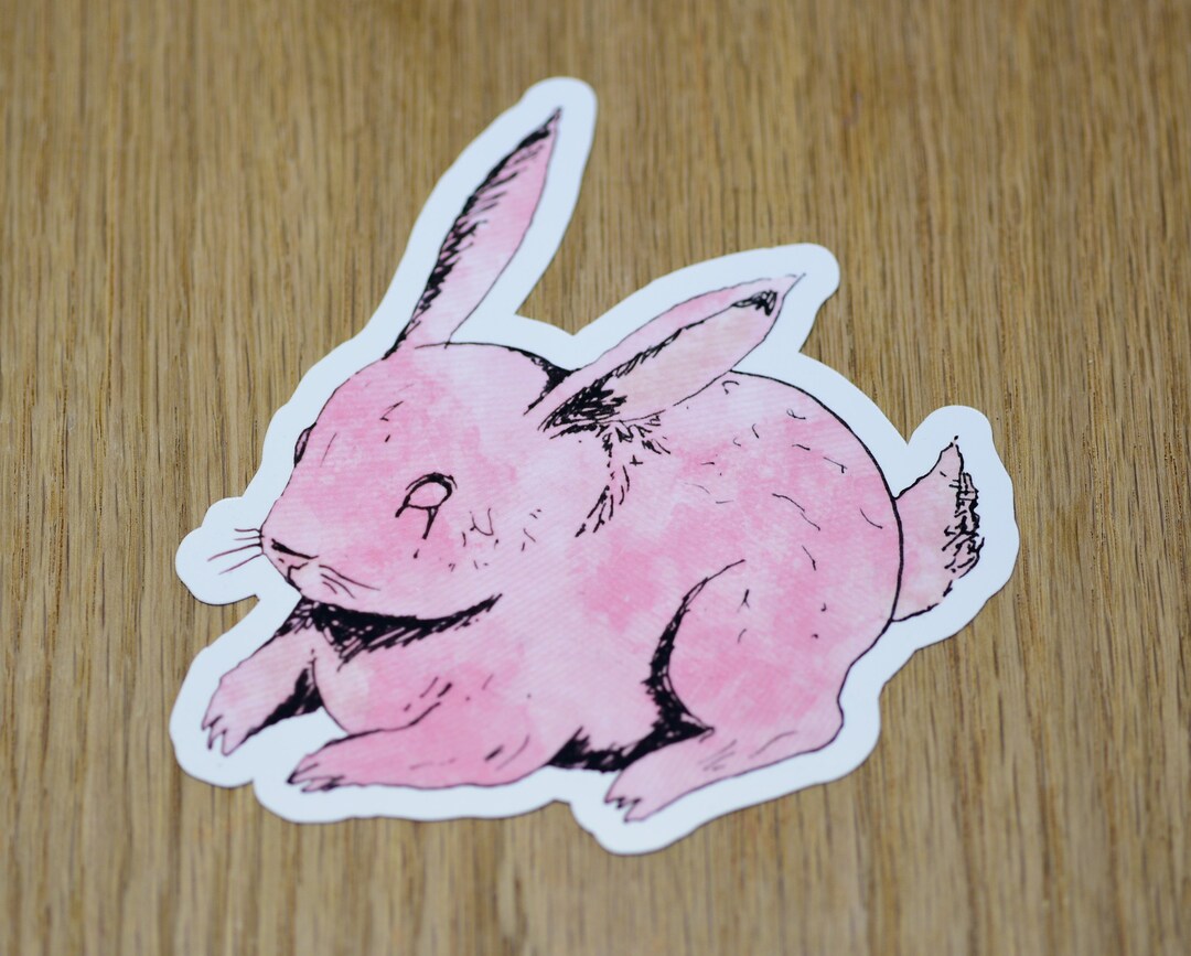 Pastel Crying Bunny Vinyl Sticker, Sad Rabbit Sticker, Easter Sticker ...
