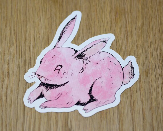 Pastel Crying Bunny Vinyl Sticker Sad Rabbit Sticker Easter | Etsy