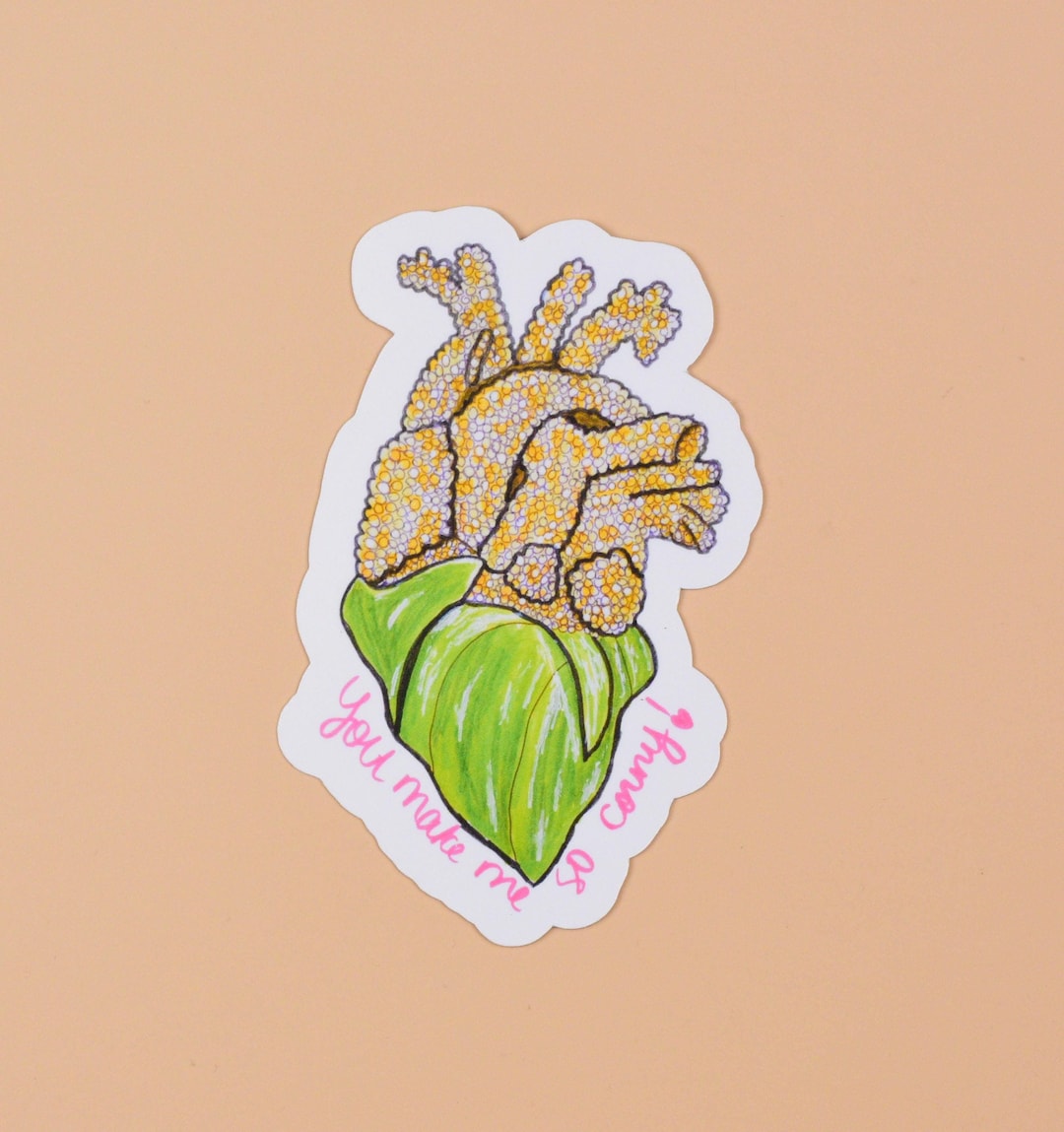 Anatomical Corn Heart Vinyl Sticker, You Make Me so Corny Laptop Decal ...