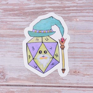 Dice D20 Mage Wizard Vinyl Sticker, Magic RPG Roleplay Laptop Decal ...