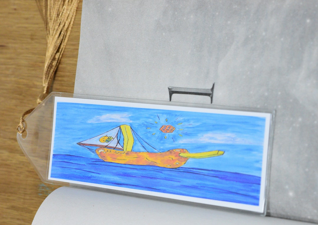 SS Spud 2 Potato Boat on the Open Ocean Bookmark, Original Artwork Page ...