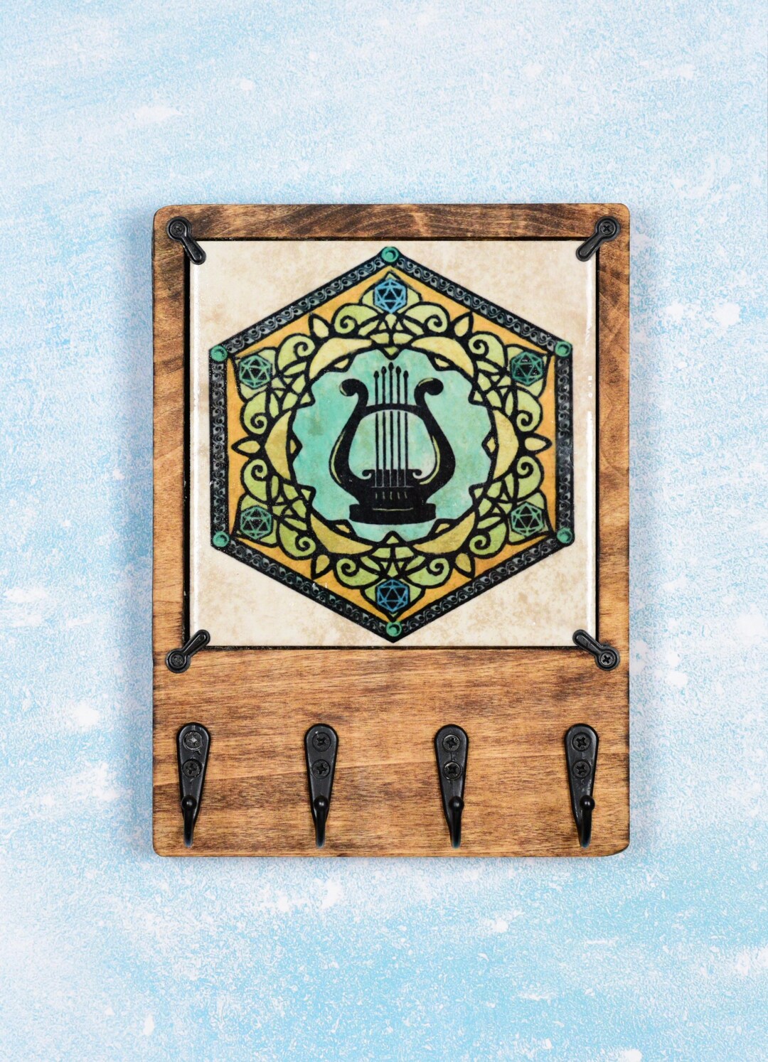 Lyre Bard Music DND RPG Wooden Key Rack Holder With Changeable Ceramic ...