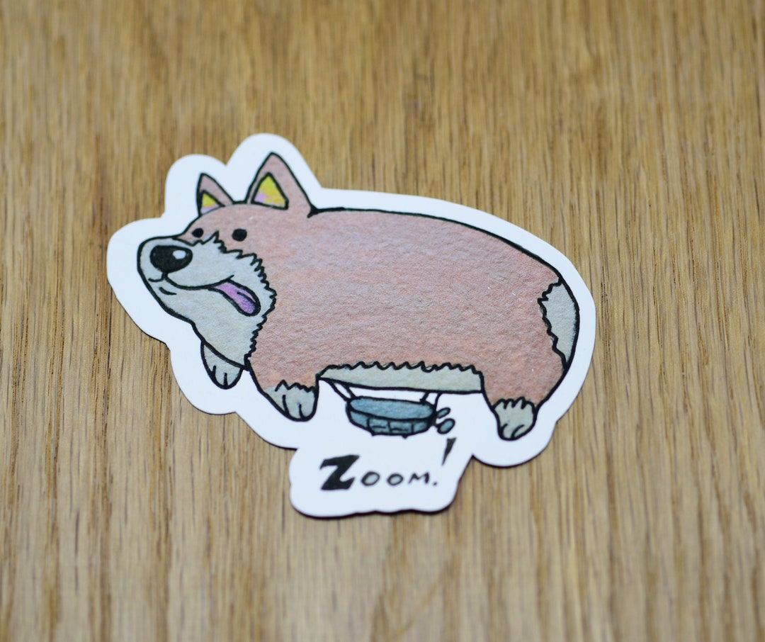 Zoomin' Zeppelin Corgi Dog Vinyl Sticker, Animal Sticker, Pet Sticker ...