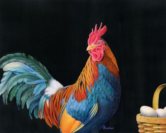 Rooster Print Kitchen Decor Farmhouse Decor Rustic Home | Etsy