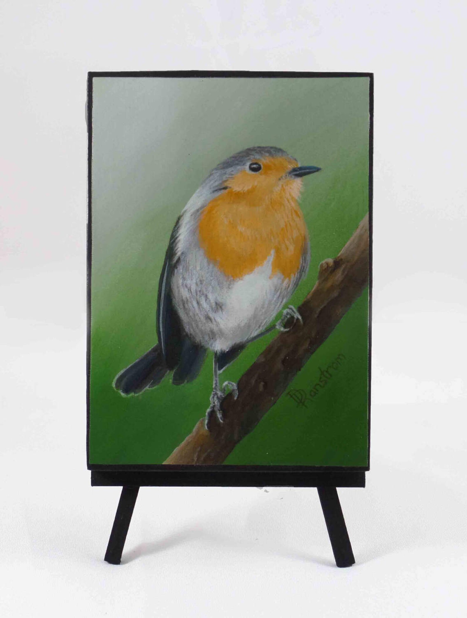 European Robin Original Painting, Acrylic Canvas and Wood Panel, Bird ...
