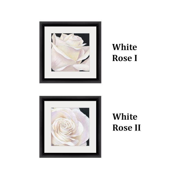 White Rose Print - Fine Art Print Set of 2 - White Flower Wall Art ...