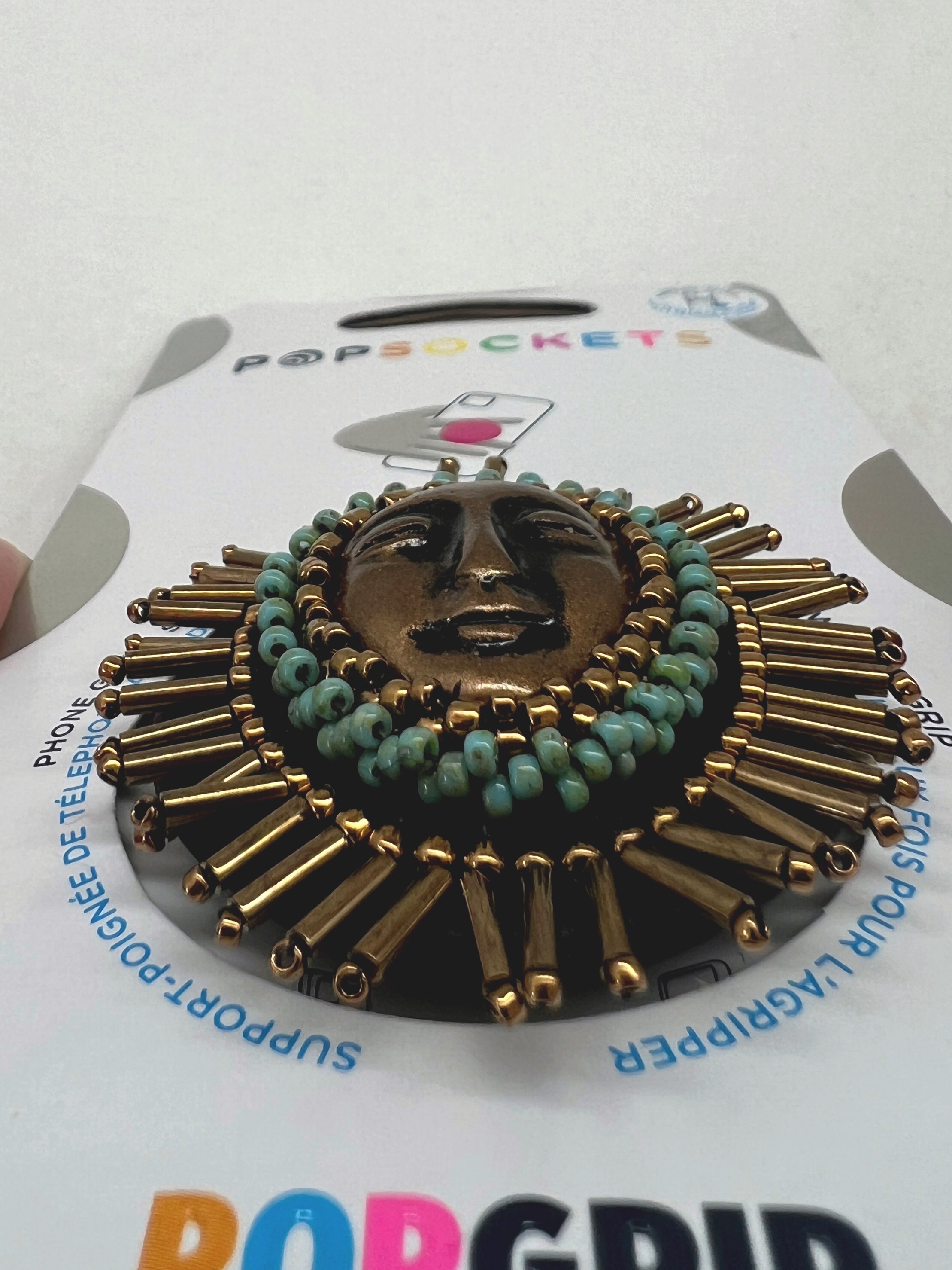 Little Man Face Popsocket Bead Embroidered Polymer Clay Pop Socket ...