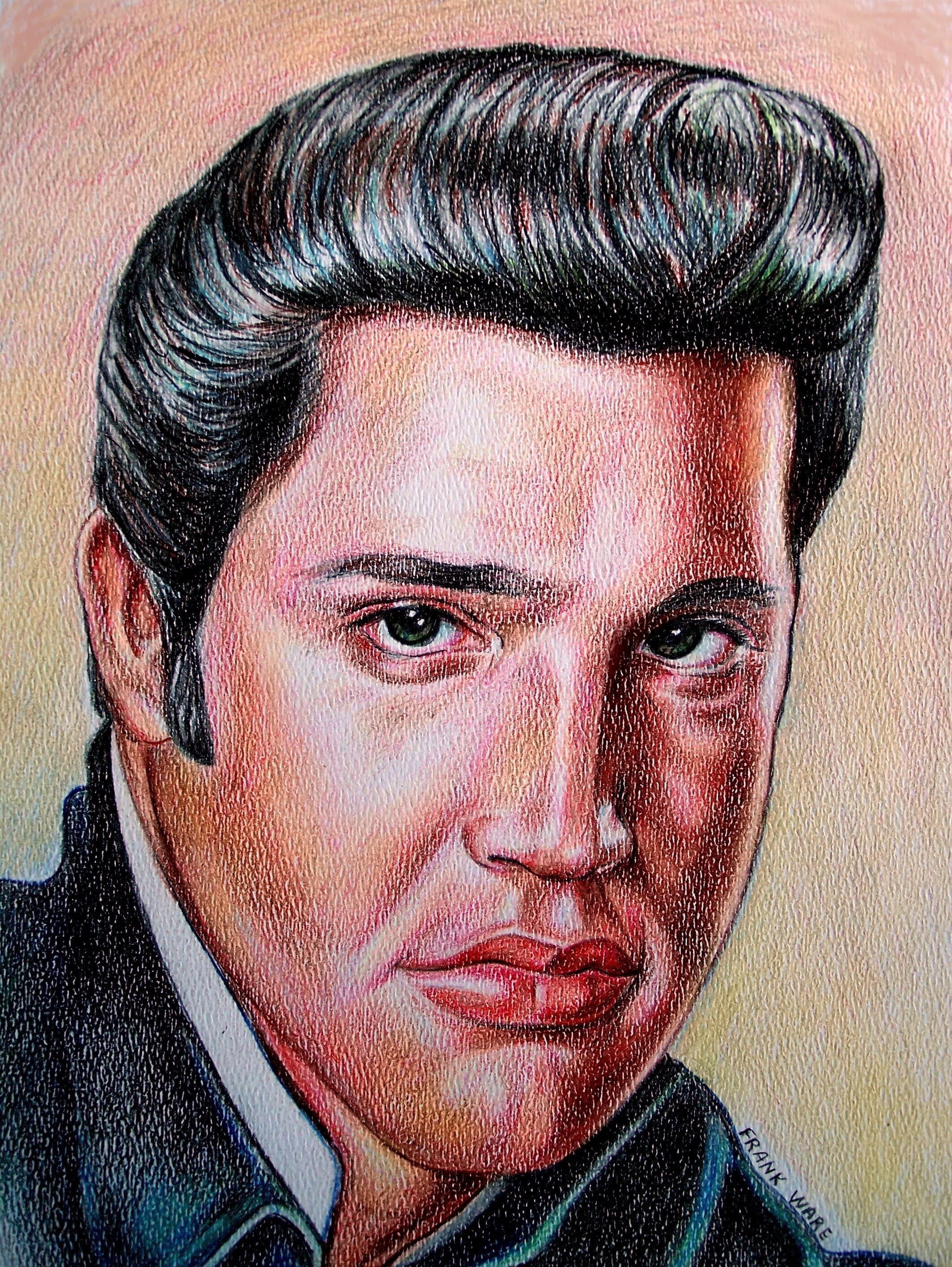 Original ELVIS Portrait in Color Pencil drwaing - Etsy