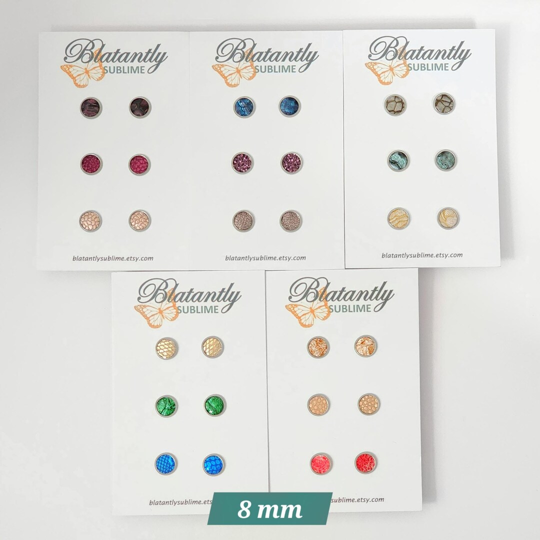 Set of 3 Stainless Steel Suds, 8mm | Metallic Studs | Holiday Studs ...