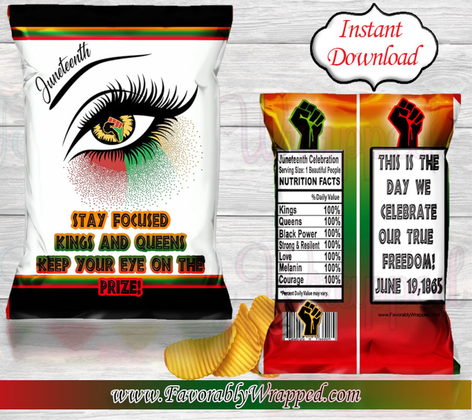 Juneteenth Chip Bags-juneteenth Treat Bags-juneteenth Favor Bags ...