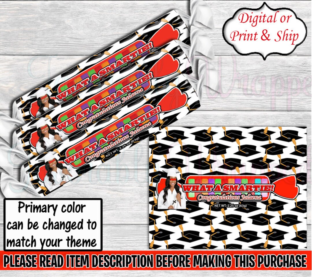 Graduation Smarties Candy Label-graduation Chip Bag-smarties Candy ...