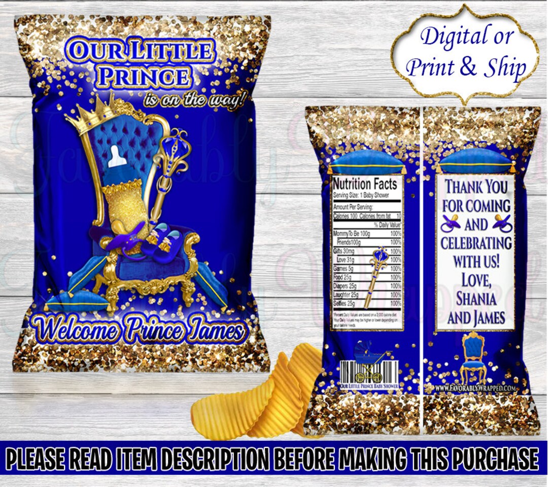 Royal Prince Chip Bag-royal Prince Baby Shower-royal Prince Party ...